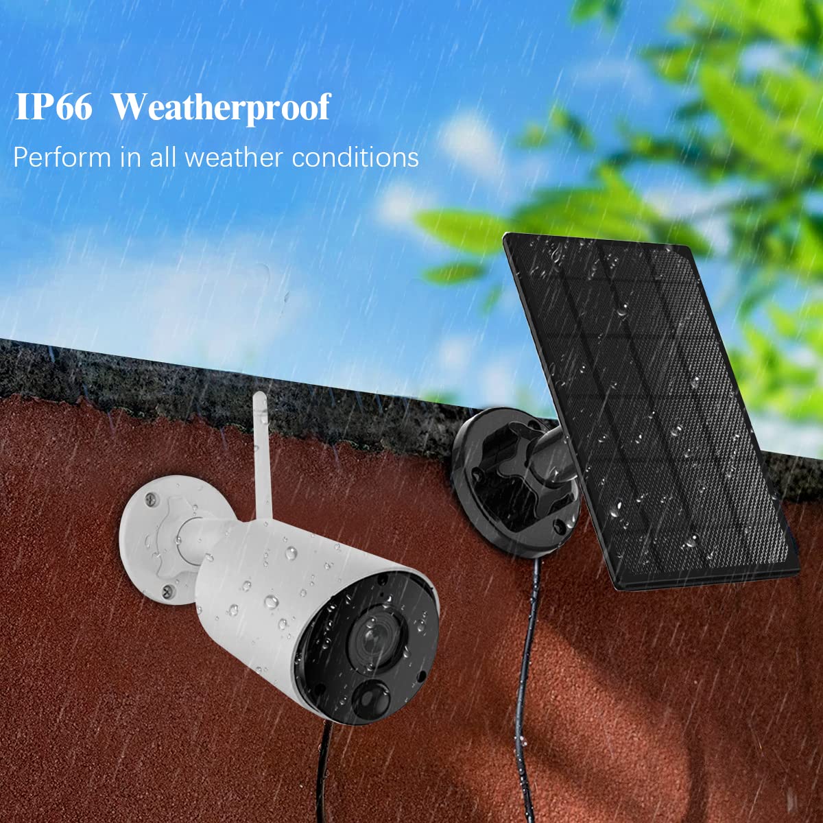 WEILAILIFE Solar Panel for Security Camera, Rechargeable Battery Powered Camera Solar Panel, 5V 3.6W IP 66 Waterproof Solar Panels for Cameras, 10ft Micro USB Cable & 4 Inch Type-C Adapter