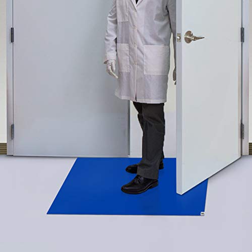 YAHEA Cleanroom Sticky Mats 2 Pack, Blue 24''×36'' Construction Tacky/Adhesive Floor Mats for Laboratory Hospital Construction Pet, 40 Microns(30 Sheets Each)
