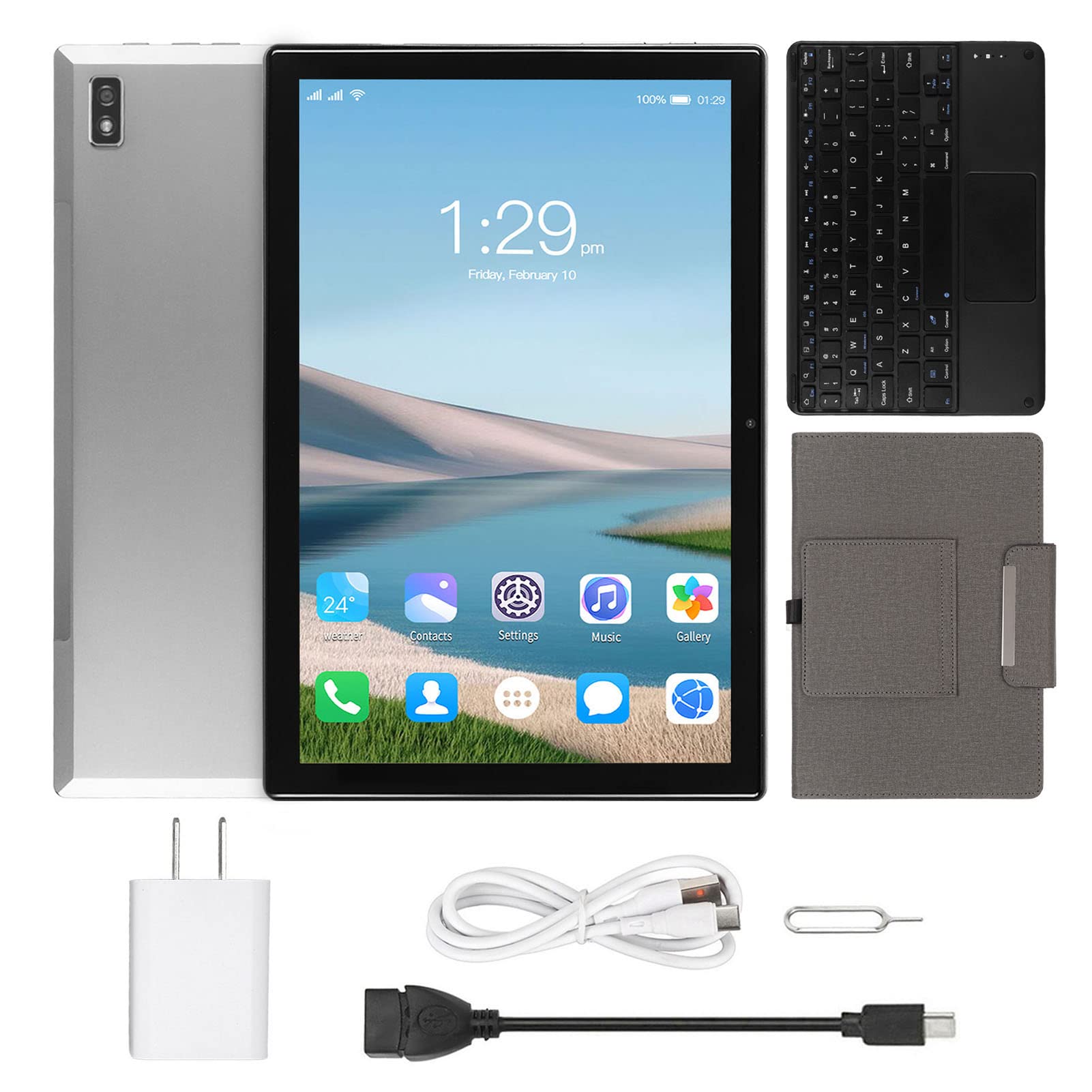 MAVIS LAVEN 10.1 Inch Tablet, 5G WiFi 2 in 1 8GB RAM 256GB ROM 100-240V 10.1 Inch Tablet PC Multifunction Electronic Book for Work for Learning for Android 12.0 (US Plug)
