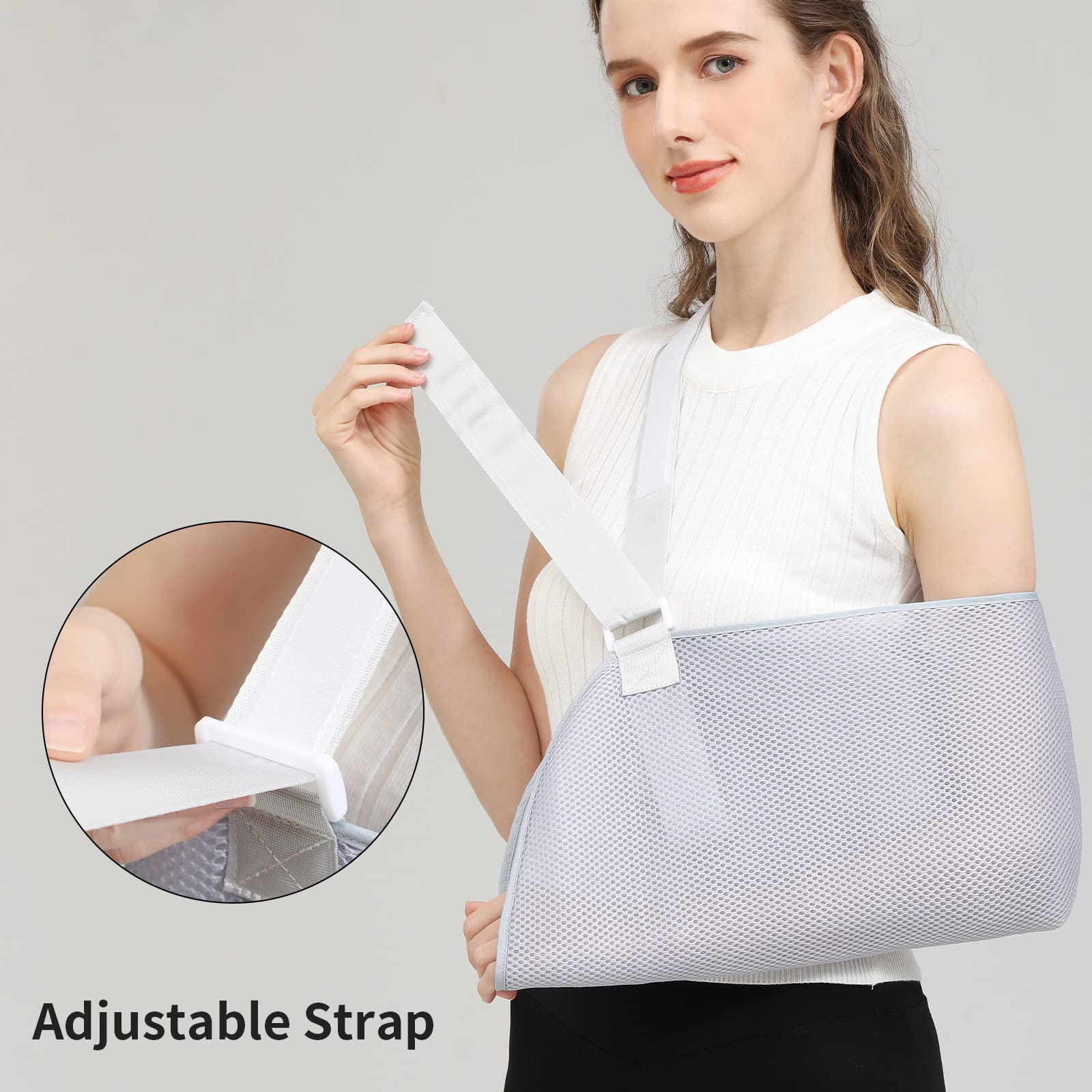 Omecon Arm Sling Shoulder Immobilizer, Adjustable Strap for Rotator cuff, Shoulder & Arm Injury, Breathable and Lightweight material for comfortable wear, Reversible Design for both Left & Right Arm