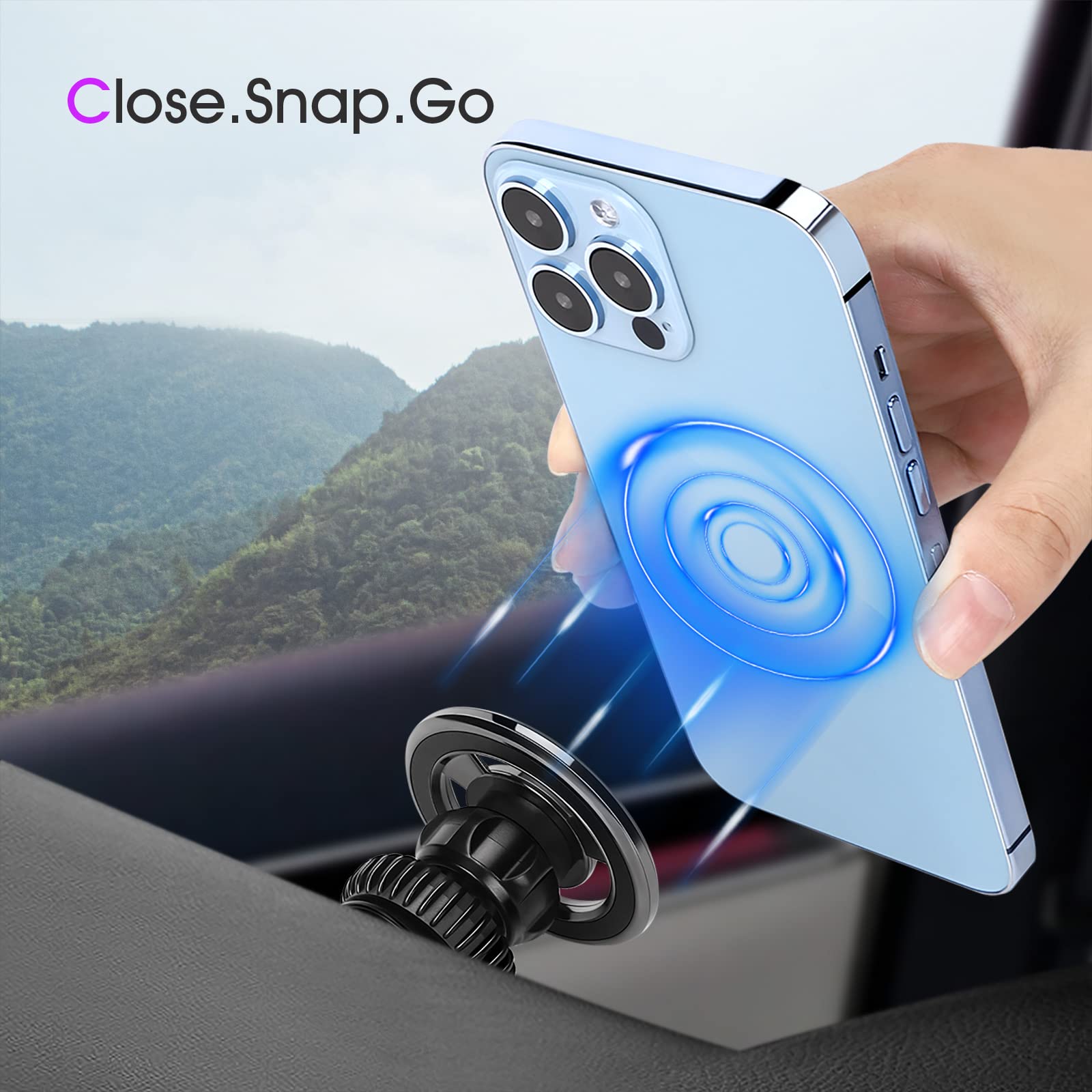 JQKZH Phone Holder for Car, Magnetic car Mounted iPhone Holder, Easy Installation, Strong Magnets & Stable Hook,Hands-Free Phone Holder, Compatible Mount car Accessories Fit for All Smartphones