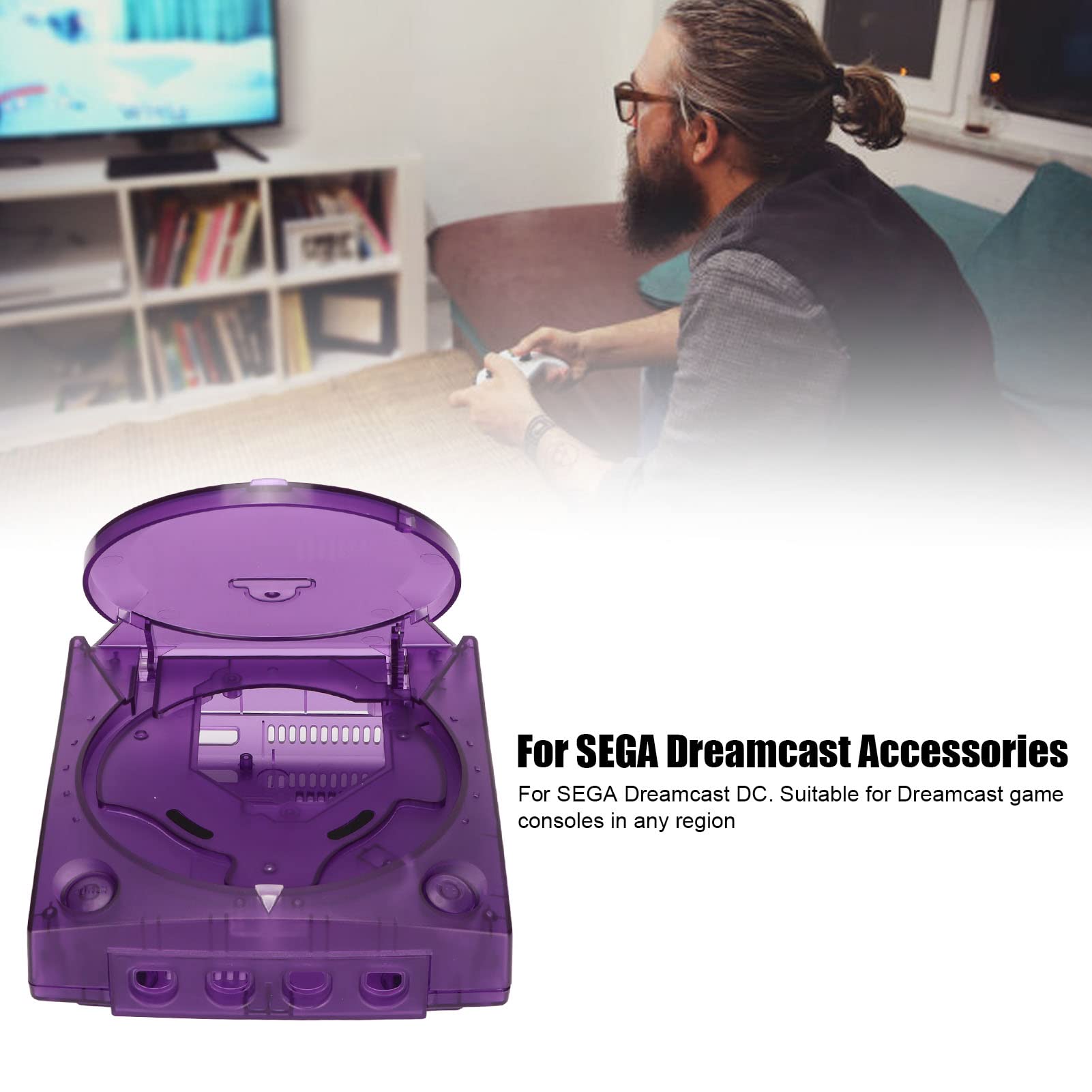 Protective Case Good Replacement Transparent Purple Clear Case for Dreamcast DC