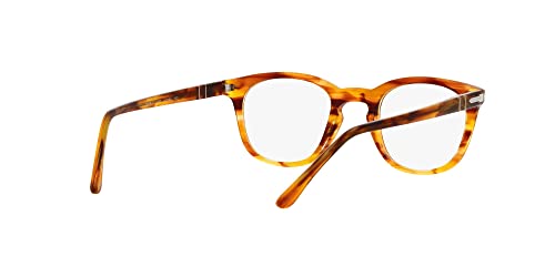 Persol PO3258V Round Prescription Eyewear Frames, Striped Brown/Demo Lens, 48 mm