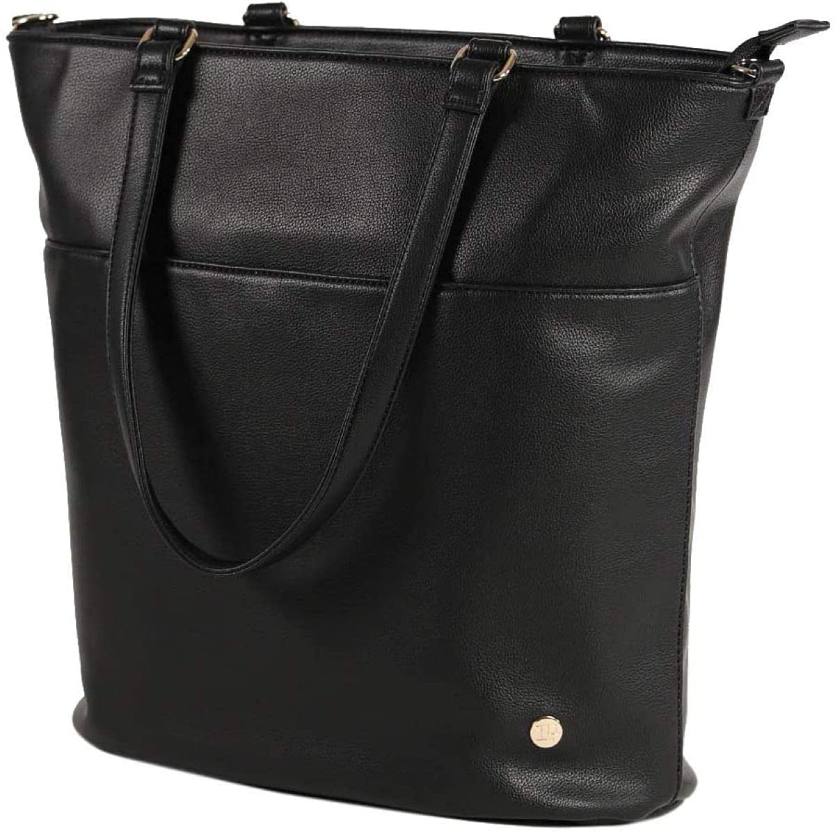 Little Unicorn Citywalk Tote – Diaper, Work, Travel Bag with Changing Pad - Premium Vegan Leather – 6 Interior Pockets – Wipes Clean Inside & Out (Black)
