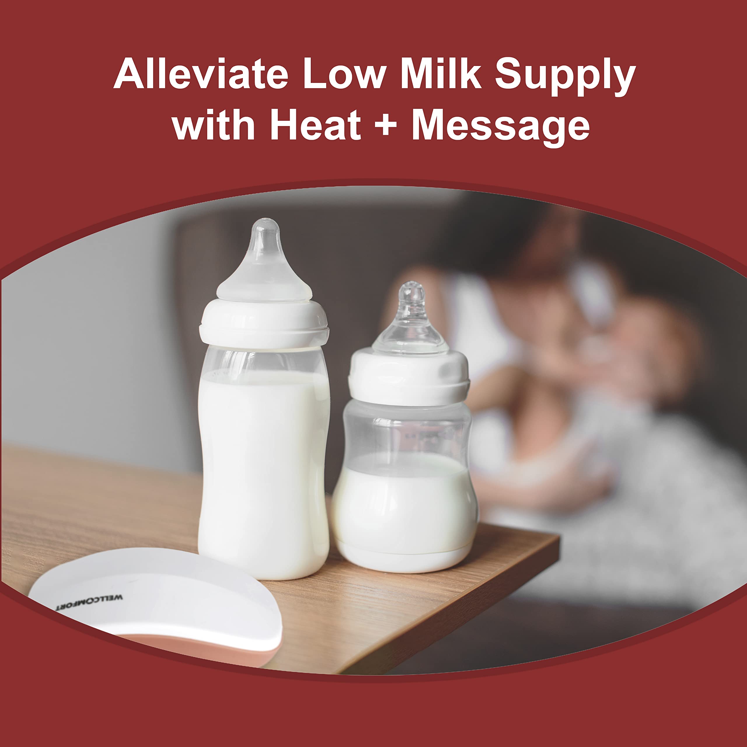 WELLCOMFORT 2-in-1 Warming Lactation Massager, Adjustable Heat & Vibration Modes for Clogged Milk Ducts, Pumping and Breastfeeding Essential, FSA/HSA Eligible (2 Pack)