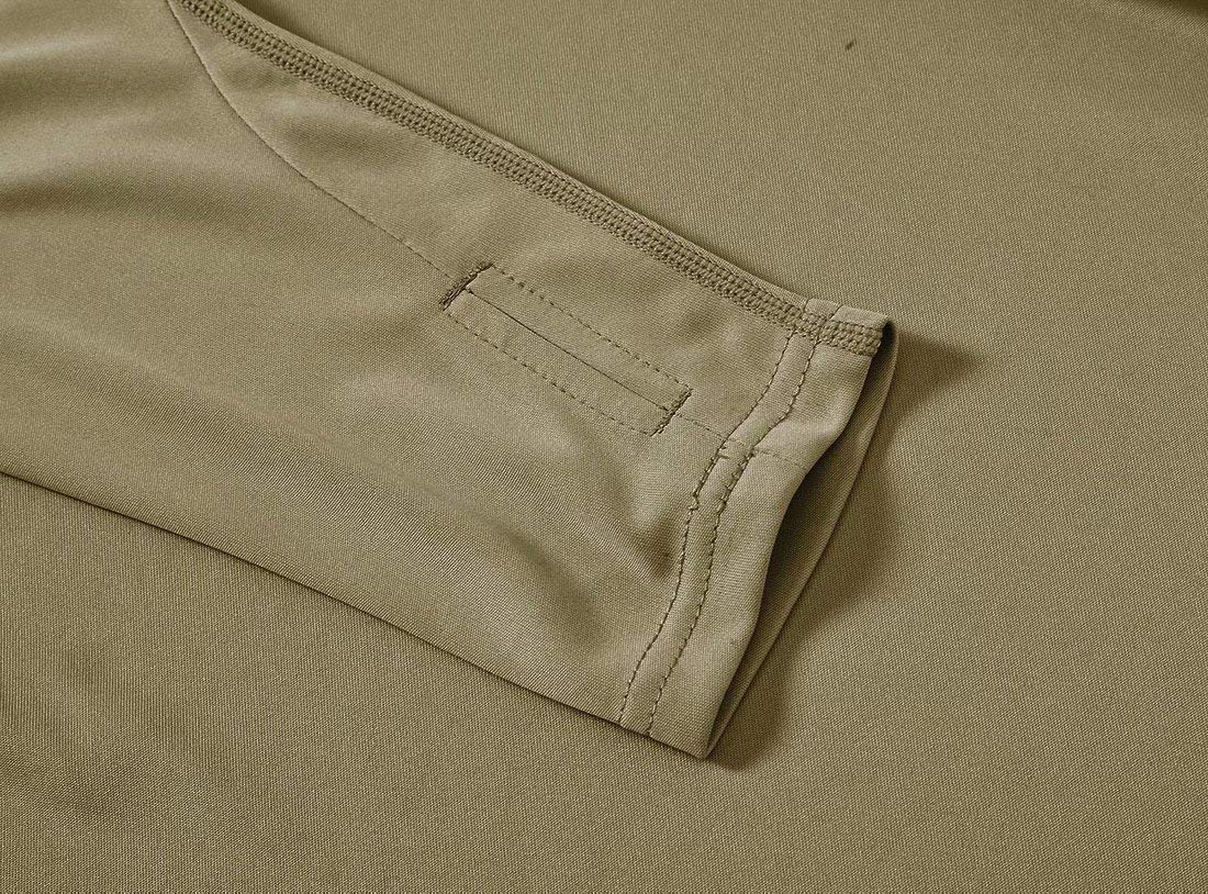 Mens Outdoor Athletic Shirts UPF 50+ UV Sun Protection Long Sleeve T-Shirt Khaki Large