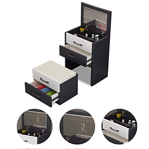 WYKDD Multi-Function Makeup Table Nordic Dressing Table Storage with Drawer Cabinet Bedroom White Black with Small (Color : D)