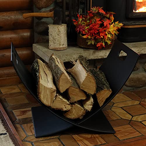 Sunnydaze 30-Inch Firewood Log Rack - Indoor/Outdoor Heavy-Duty Black Powder Coated Steel Construction
