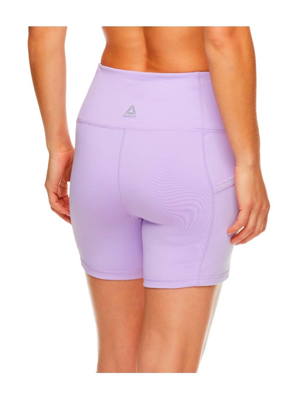 Reebok Women's Compression Running Shorts - High Waisted Performance Gym Yoga & Workout Bike Short-5 Inch Inseam (Medium, Purple Rose)