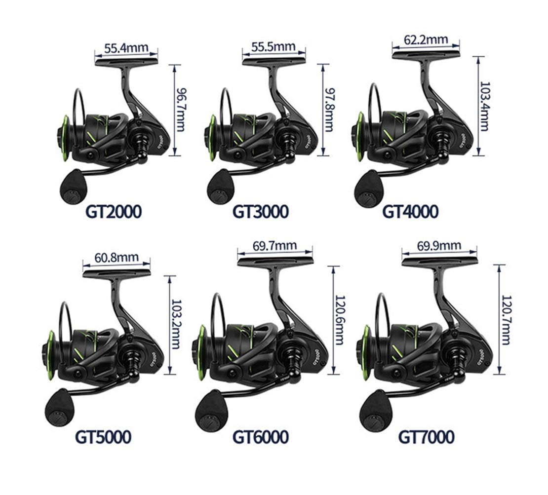LLJPYX7L Fishing reels Black, Sturdy and Durable for Beginners use Left and Right Interchangeable for Oceans, Lakes, Rivers, Beaches (Size : 5000)