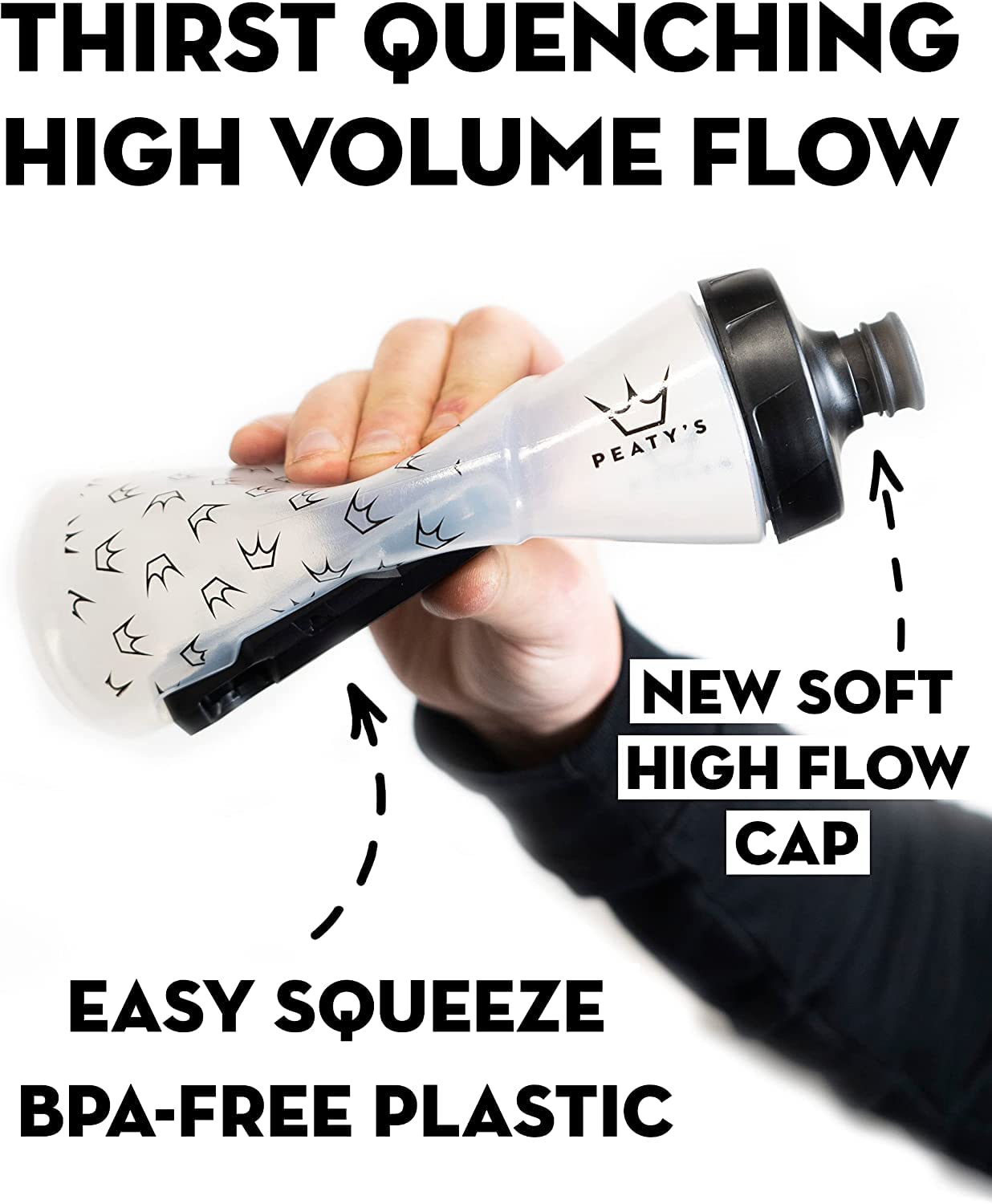 Peaty's Fidlock Lockin Magnetic Bike Water Bottle & Mount, Topo/Clear, 600 ml/ 20 oz.