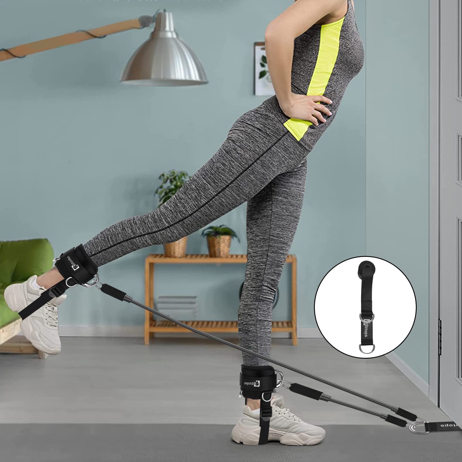 Premium Exercise Pull Handle Resistance Bands with Door Anchor,Resistance Band Handles for Cable Machine,Replacement Fitness Equipment for Pilates, Yoga, Strength Trainer, Home Gym Working Out Handle