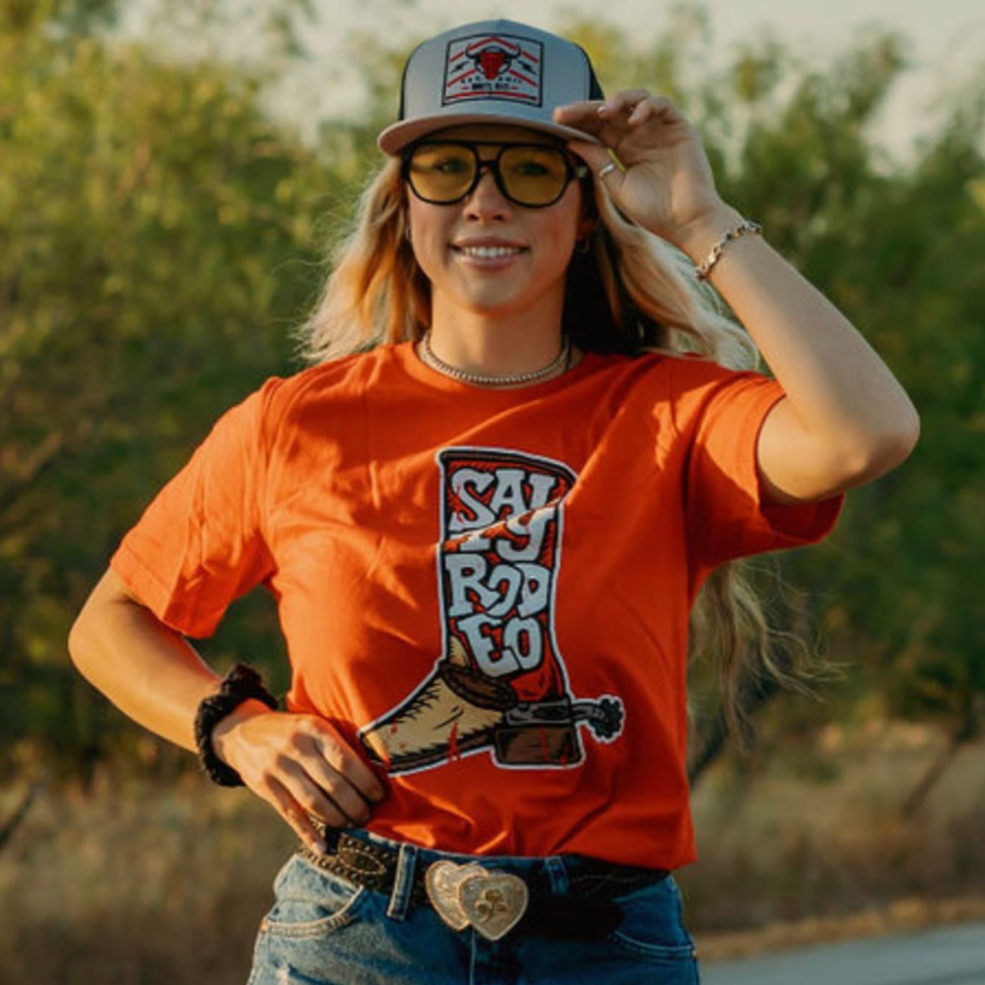 Salty Rodeo Turquoise Lightning Hat - Tall Crown Grey Yupoong Snapback Western Wear Snapback - One Size Fits Most