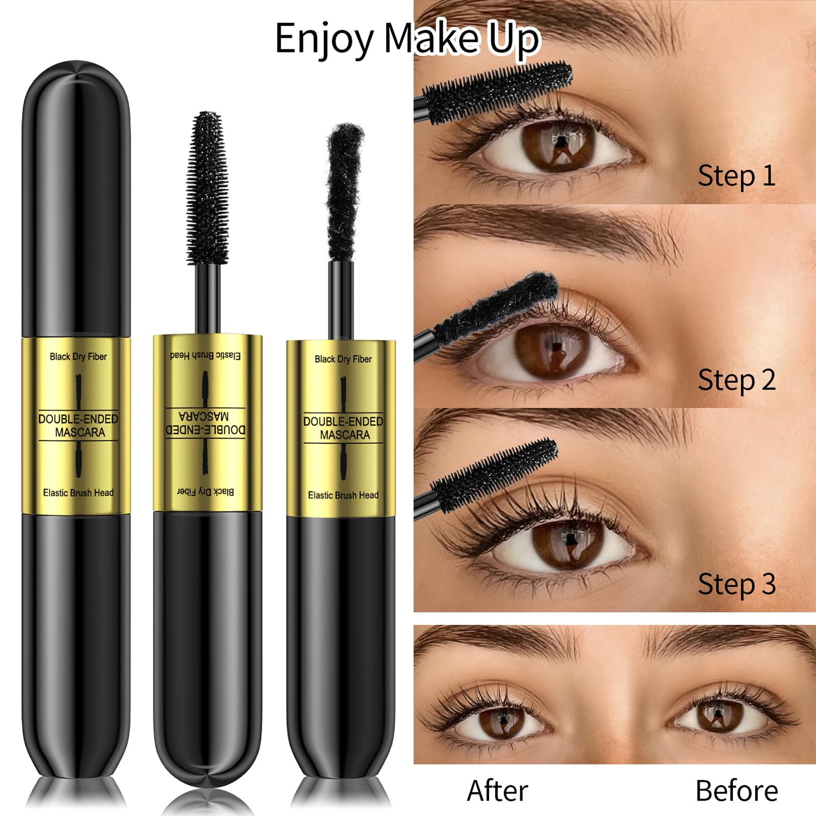 Mascara Black,Telescopic Mascara Two-in-One Extension Mascara,Full and Light,Long-Lasting Smudge-Proof Mascara Slender,Dense Thick Curling for Eye Makeup,No Flaking、No Smudging、No Clumping