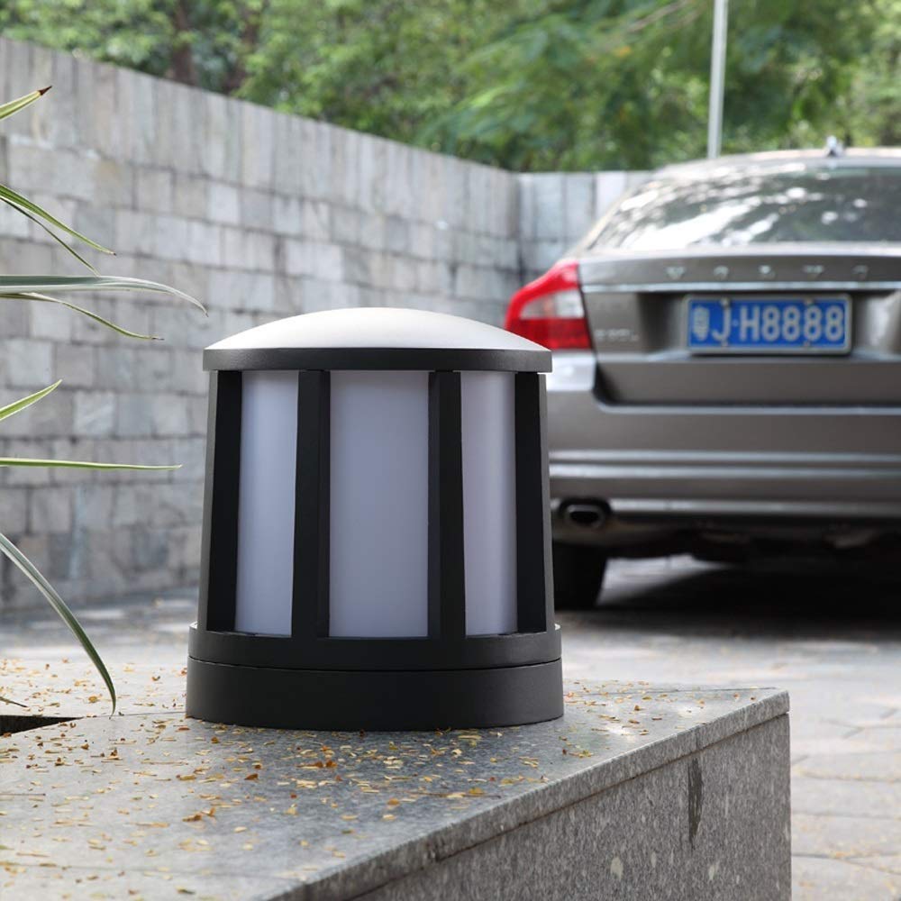 Liunce Oval Metal Aluminum Column Lights Grey Creative Waterproof Outdoor Pillar Lamps Courtyard Garden Street Park Home Villa Community Lighting Decorative Post Lights E27 Edison