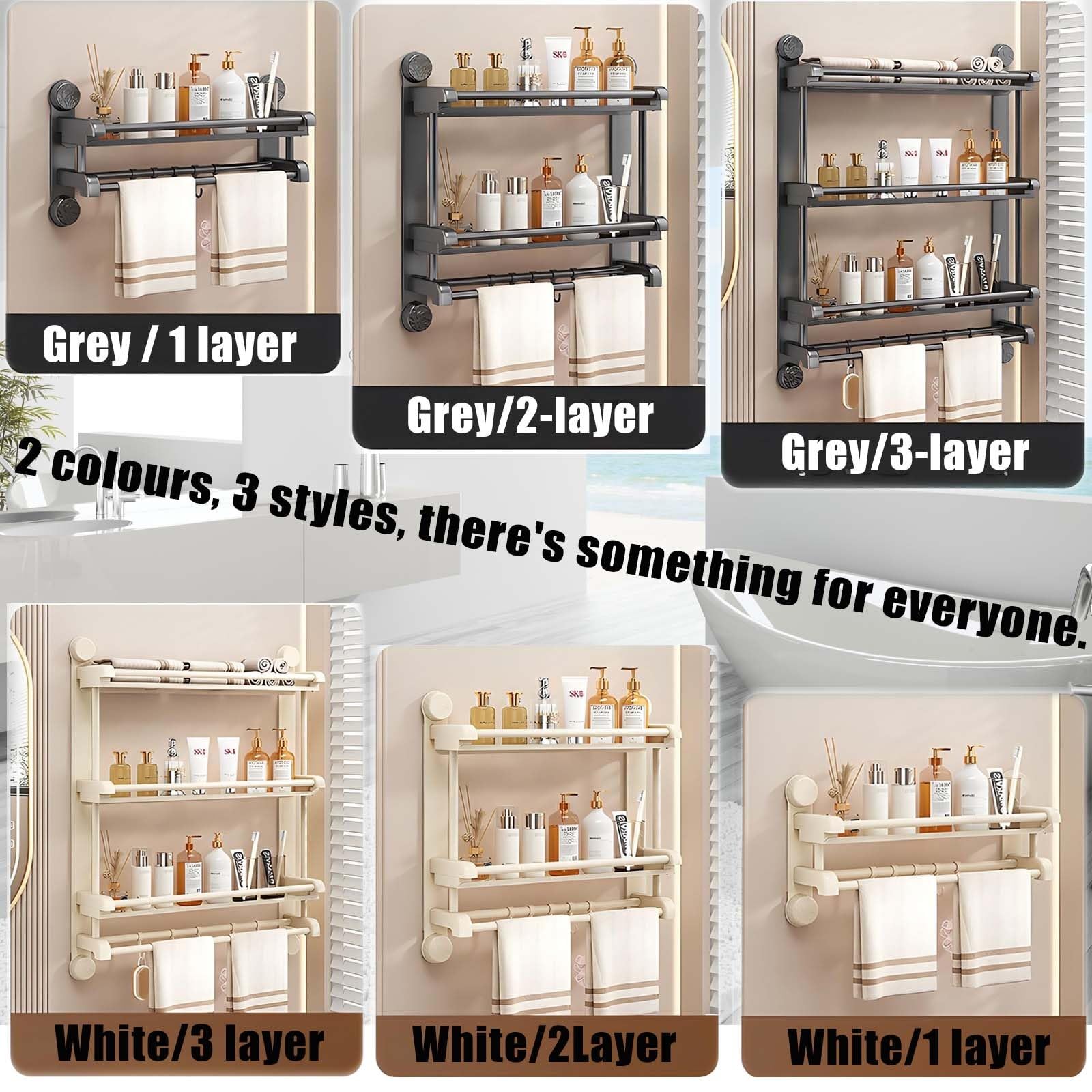 Towel Shelf,Bathroom Towel Rack with Shelf SUS304 Stainless Steel Wall Mount with Upgrade Suction Cup for Bedroom Bathroom Kitchen(White,15.75x5.91x9.45in)
