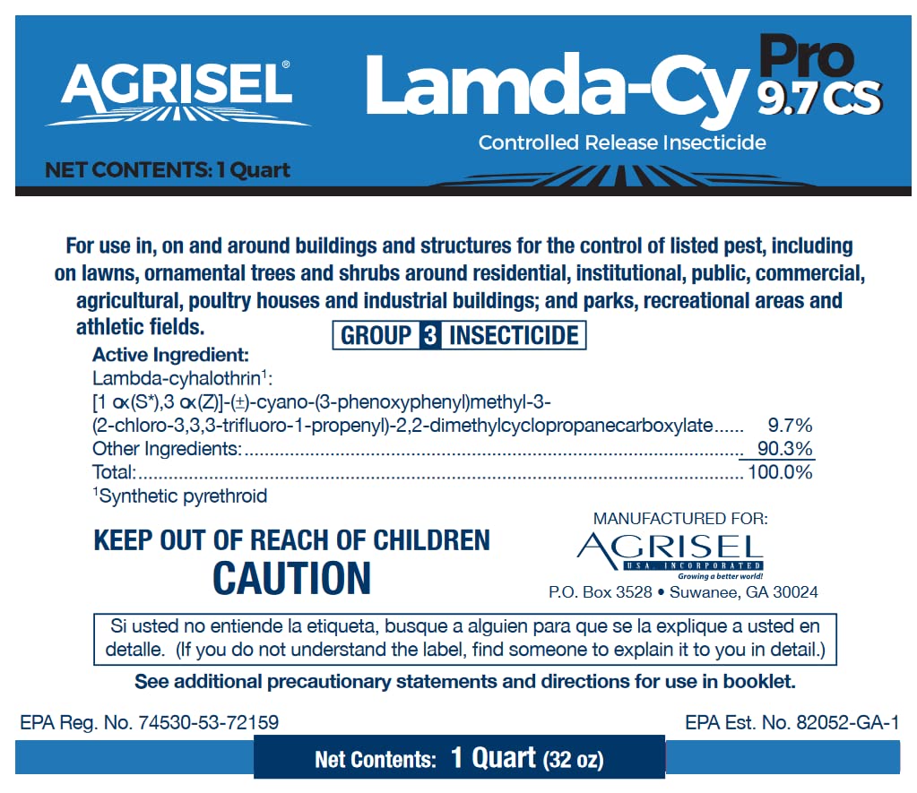 Lambda Cy Pro 9.7 CS (32 Fl. Oz. / Quart) by Agrisel - Dual-Action Insecticide (Compare to Demand CS)
