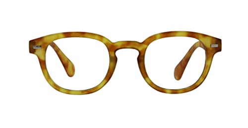 Peepers by PeeperSpecs Headliner Round Blue Light Blocking Reading Glasses, Honey Tortoise, 46 + 1.5