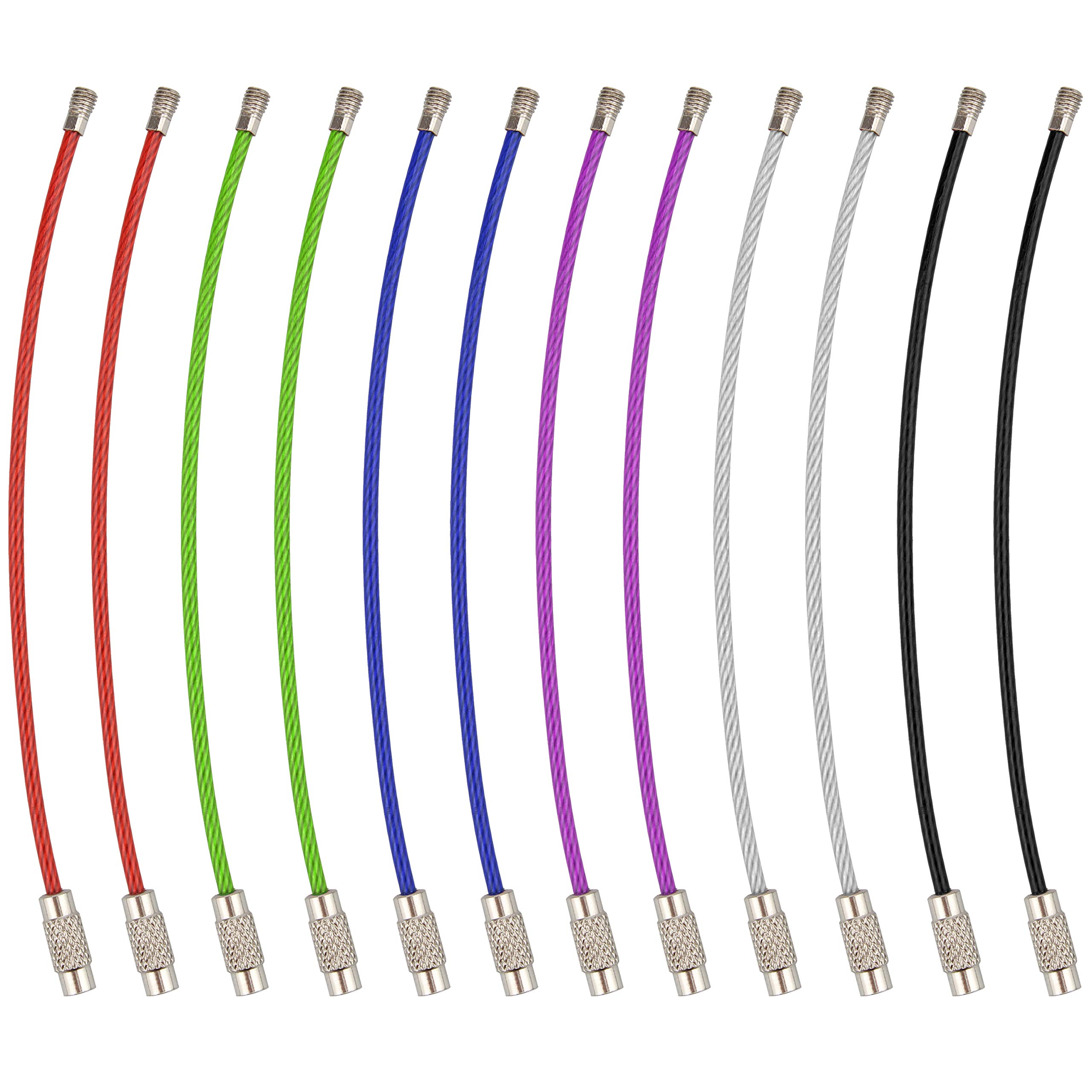 Keychain, Wisdompro 12 Pack of 4.3 Inches Stainless Steel Wire Ring 2mm Cable Loop Rings for Hanging Luggage Tag, Keys and ID Tag Keepers - Multicolor