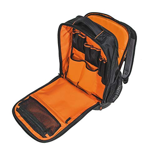 Klein Tools 55456BPL Laptop Backpack / Tool Bag, Water Resistant Technician Backpack, Padded for 1-Inch Thick Laptop or Tablet, 25 Pockets