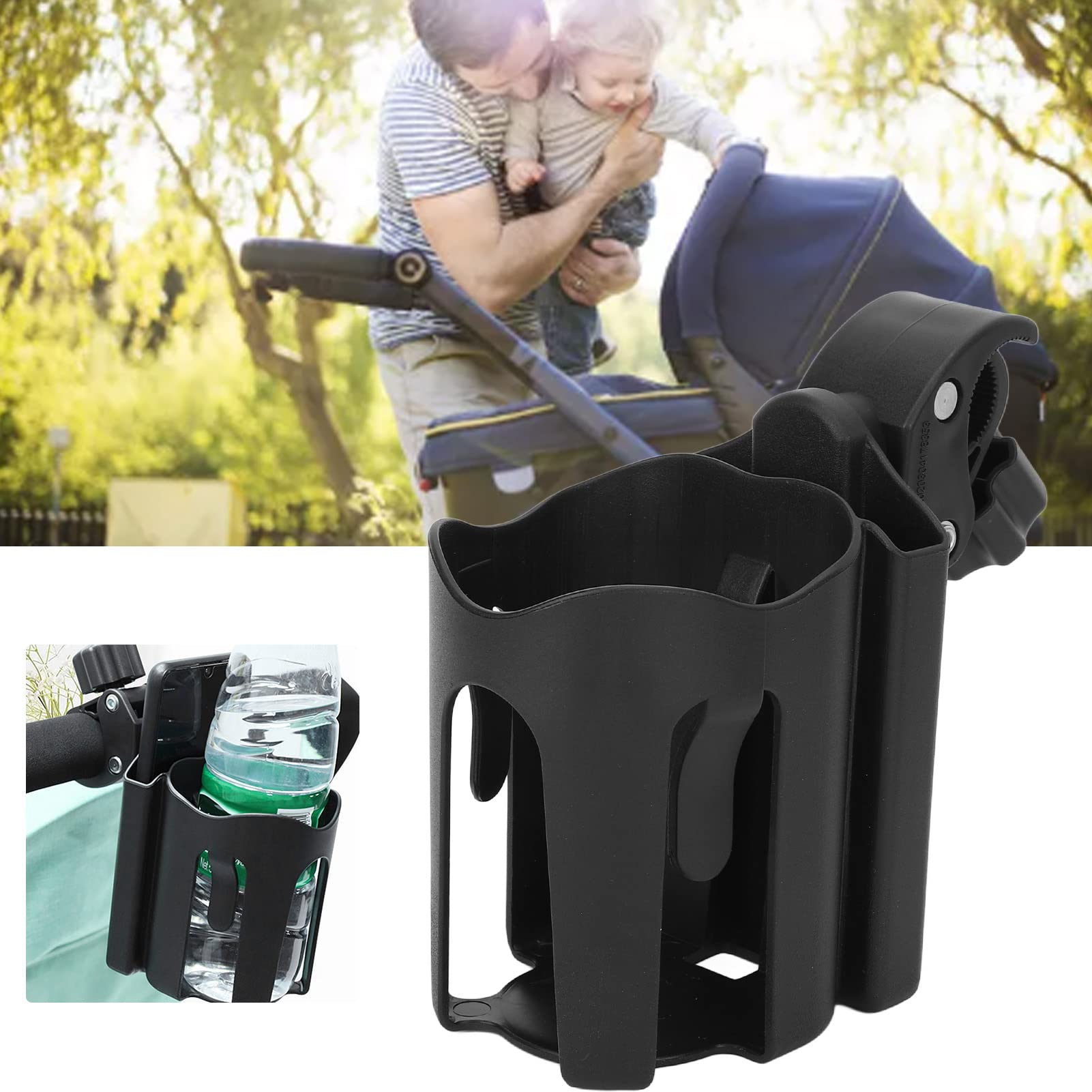 Universal Cup Holder, Stroller Cup Holder, Bike Cup Holder, Large Caliber Designed Cup Holder, Cup Drink Holder for Stroller, Bike, Wheelchair, Walker, Black