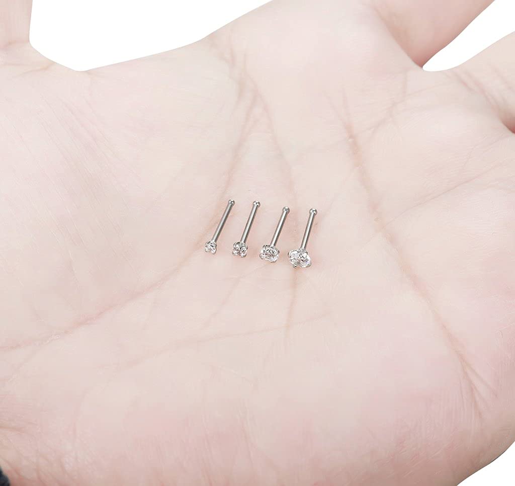 Jstyle 20G 4 Pcs a Set Stainless Steel Nose Rings Studs Piercing Body Jewelry 1.5mm 2mm 2.5mm 3mm