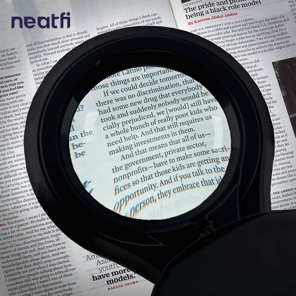 Neatfi (New Model) 1,200 Lumens Super LED Magnifying Lamp with Clamp, 8D, Dimmable, Includes Microfiber Cleaning Cloth, 5 Inch Diameter Lens for Reading, Sewing, Crafting (8 Diopter, Black)