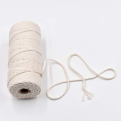 Macrame Cord 3mm 109 Yard 100% Natural Cotton Wall Hanging Plant Hanger Craft Making Knitting Cord Rope 109 yd (3mm)