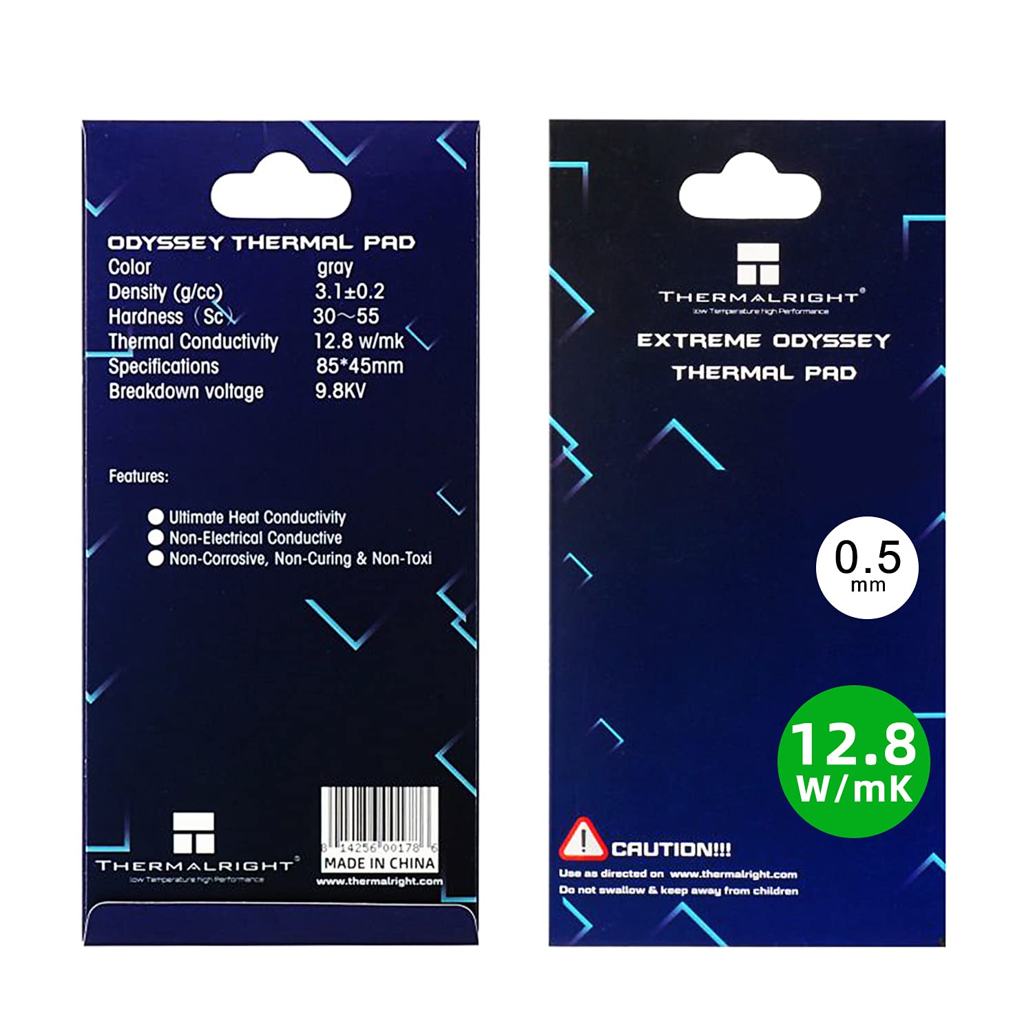 Thermalright Thermal Pad 1mm 12.8 W/mK, 85x45x1mm, Non Conductive Heat Resistance, Odyssey Silicone Thermal Pads for PC PS5 PS4 Laptop Heatsink CPU/GPU/CPU/SSD/VRAM/LED Cooler
