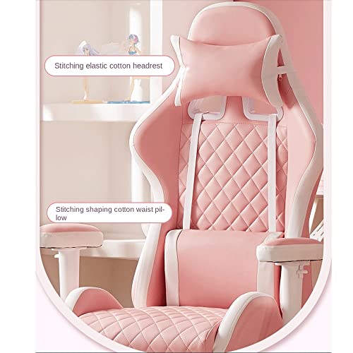 XBWEI Ergonomic Leather Chair Girls Home Office Comfortable Game Swivel Chair Gamer Live Computer Chair (Color : D, Size : 1)
