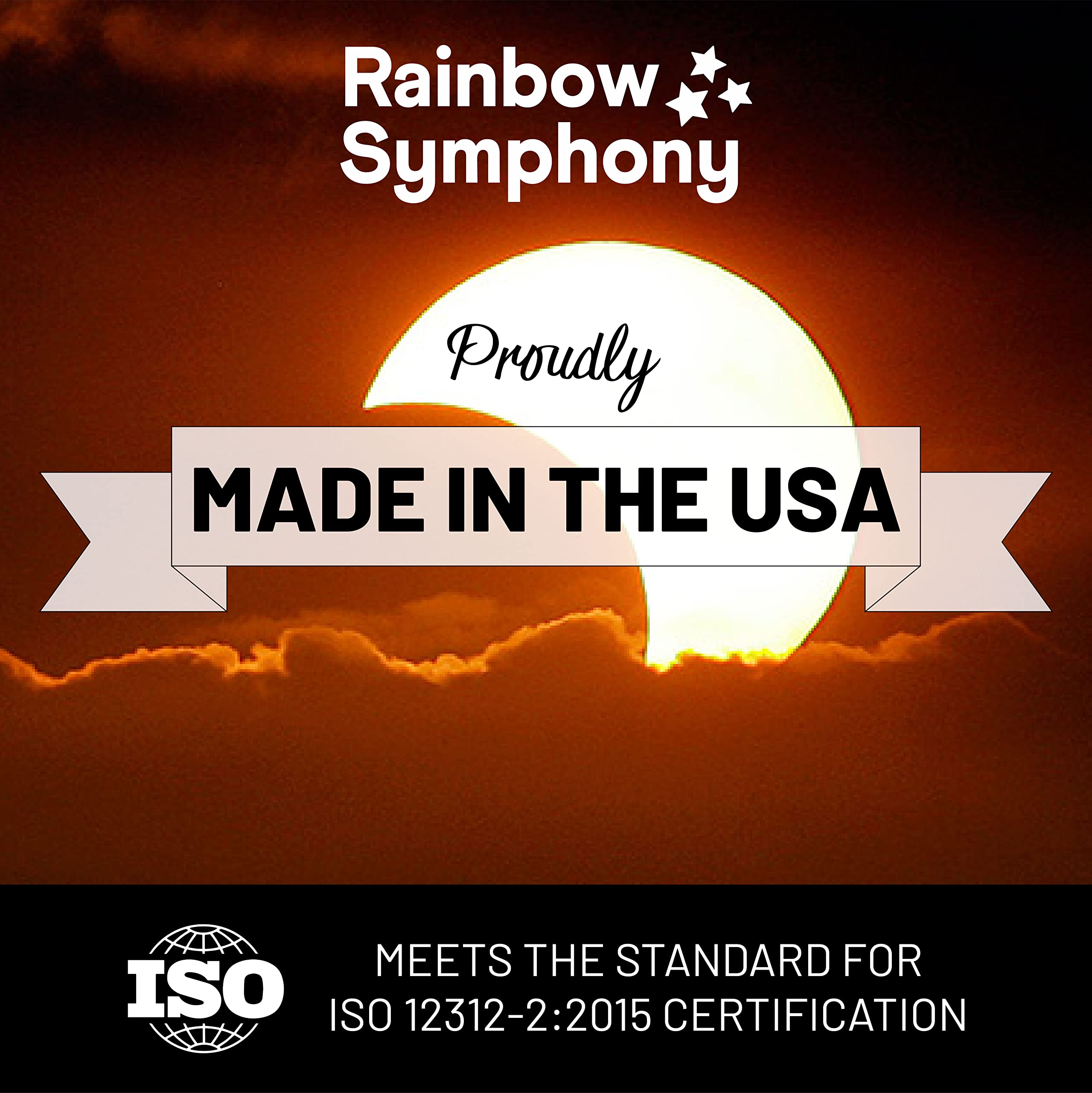 Rainbow Symphony Solar Eclipse Glasses, Wrap Around Goggle, CE & ISO Certified, Safe for Direct Sun Viewing, Made in USA, Bonus 2 Paper Eclipse Shades