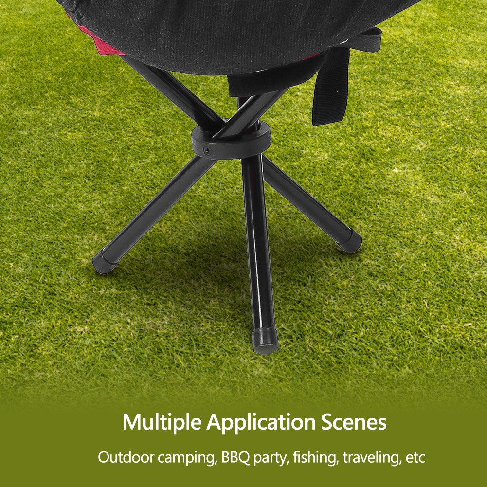 Nofaner Folding Camping Tripod Stools, Portable Folding Stool, Portable Folding Tripod Chair for Outdoor Camping Hiking Fishing Picnic BBQ Travel(red)