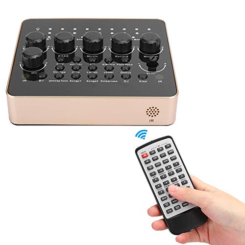 Live Broadcast Sound Card , DJ Mixer Karaoke Voice Mixer Mini BT Voice Card Built in Two Noise Reduction Chips Support Multiple Sound Effects Fit for Live Broadcast ,Karaoke ,Recording