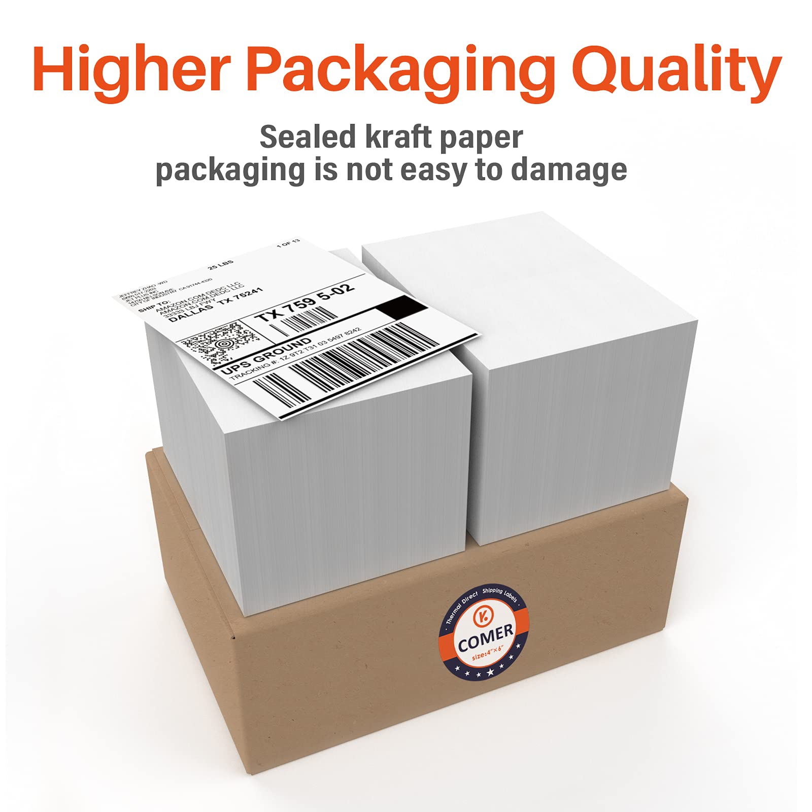 K Comer 4x6 Thermal Shipping Labels (2 Stacks, 1000 Printer Labels) Stickers Printable,Waterproof,Self Adhesive,Mailing Address Labels for Packages Compatible with K Comer MUNBYN, Rollo