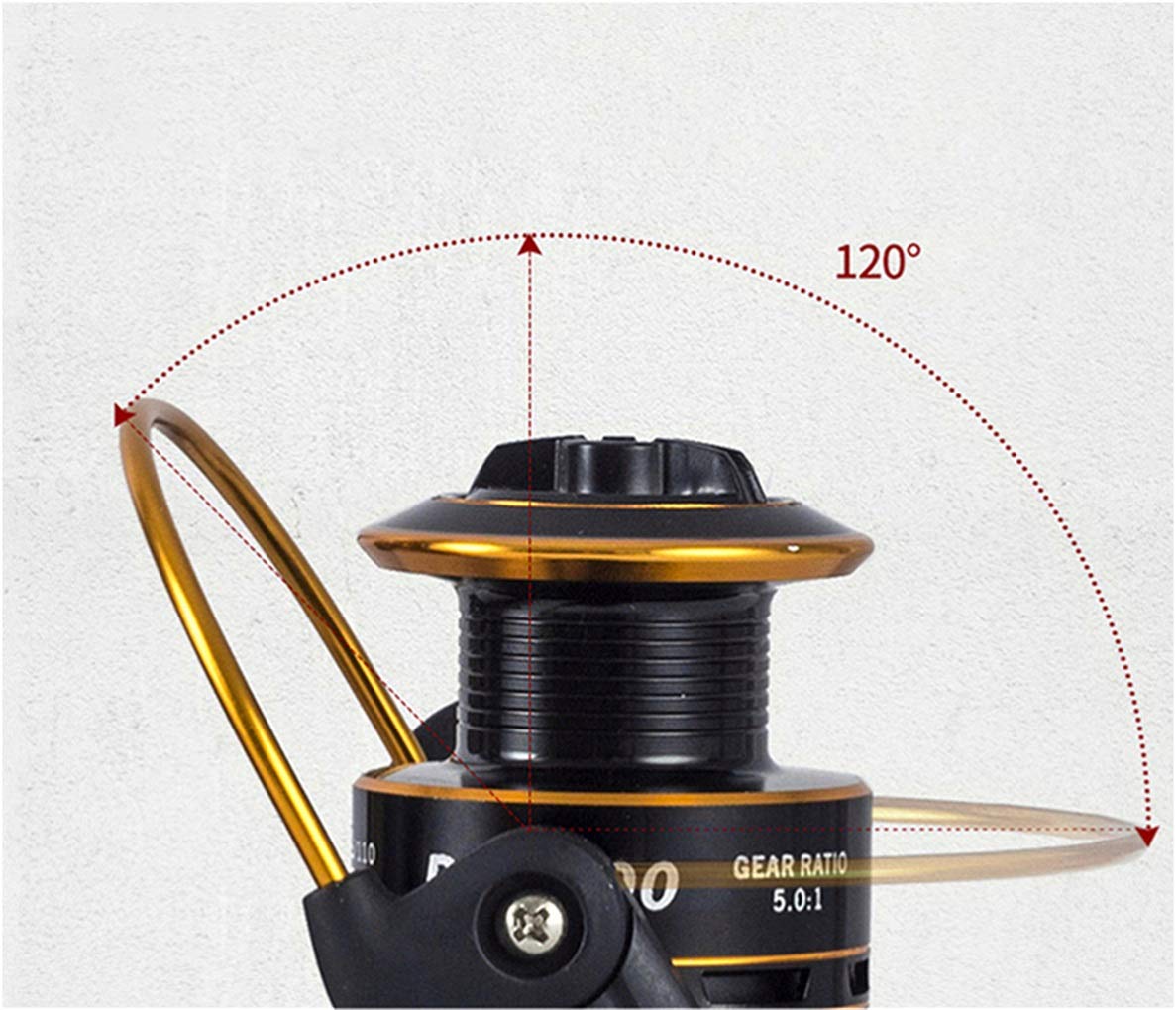 LLJPYX7L Powerful Fishing Reel, Large Capacity Fishing Reel, Left/Right Interchangeable Handle, Suitable for Beginners, 10BB Durable Bearing 4.7:1 Gear Ratio (Size : 5000)