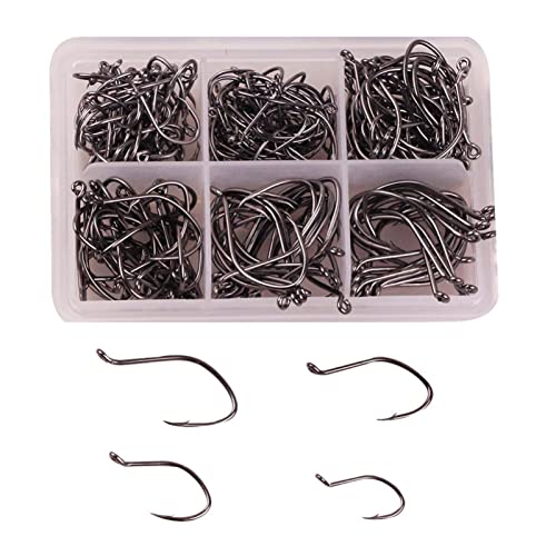NZNB Fish Hook 220pcs/set Mixed Size 2#/4#/6#/8#/10# Carbon Steels Fishing Hooks Set with Box Fishing Tackle Tools Barbed Fishhooks Fishing Accessories