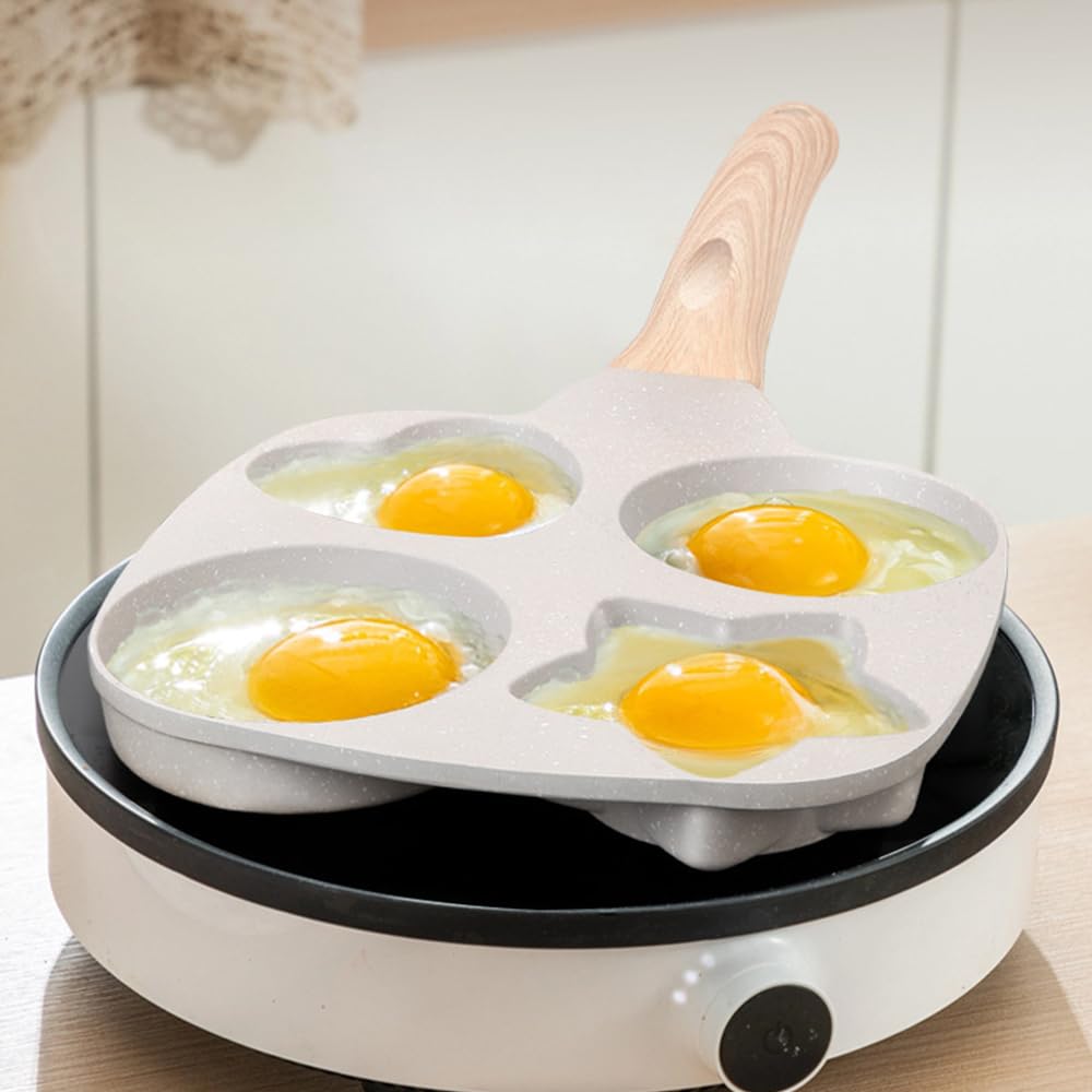 Unoschrim Nonstick Egg Frying Pan, Fried Egg Pan, 4-Cup Granite Omelette Skillet, Aluminum Omelet Pan, Breakfast Frying Pan for Cooking Eggs, Burger or Bacon, All Stoves Compatible