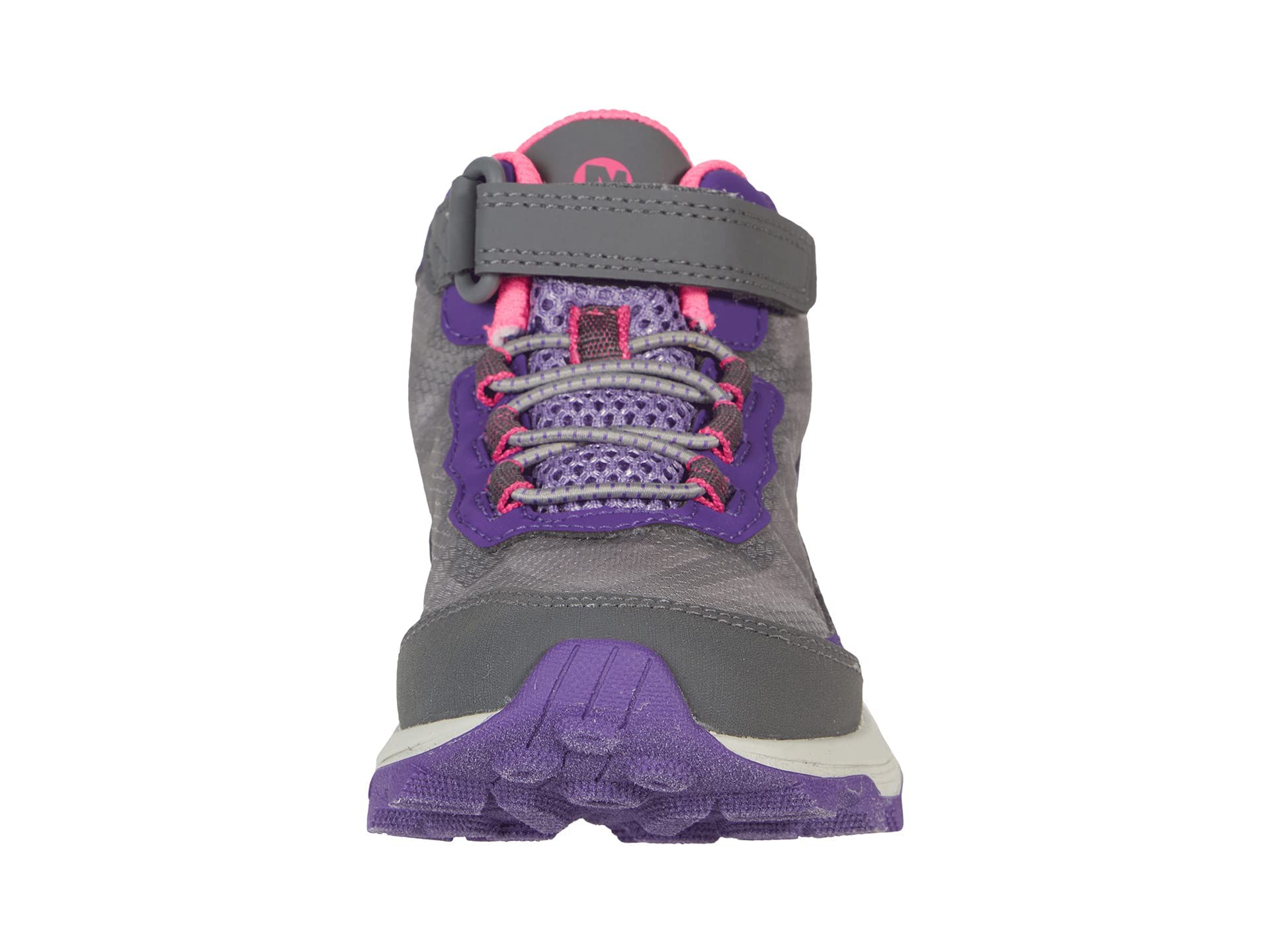 Merrell Moab Speed Mid Alternative Closure Waterproof Hiking Boot, Grey/Pink/Purple, 5 US Unisex Big Kid