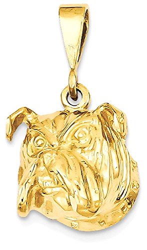 IceCarats 14K Yellow Gold Bulldog Necklace Charm Pendant 26mm x 16mm Only