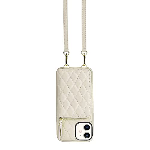 LAMEEKU iPhone 11 Wallet Case, Zipper Wallet Case Card Holder Quilted Leather Crossbody Wallet Case for Lady with Wrist Strap Shockproof Case Compatible with iPhone 11, 6.1 Inch-Black