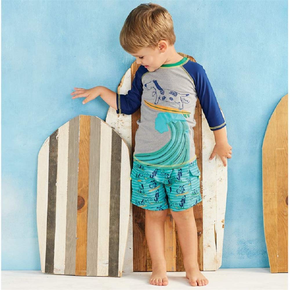 Mud Pie Boys' Dog Rash Guard, Gray, MD (2T-3T Toddler)