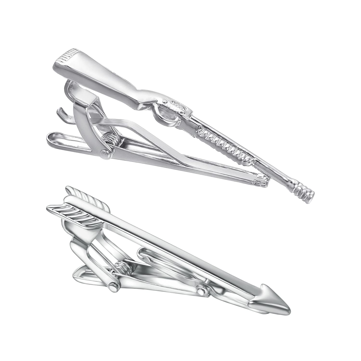RunootPR Silver Tie Clip Set for Men Unique Sword 2.4" Business Tie Bar Personalized Jewelry Gift