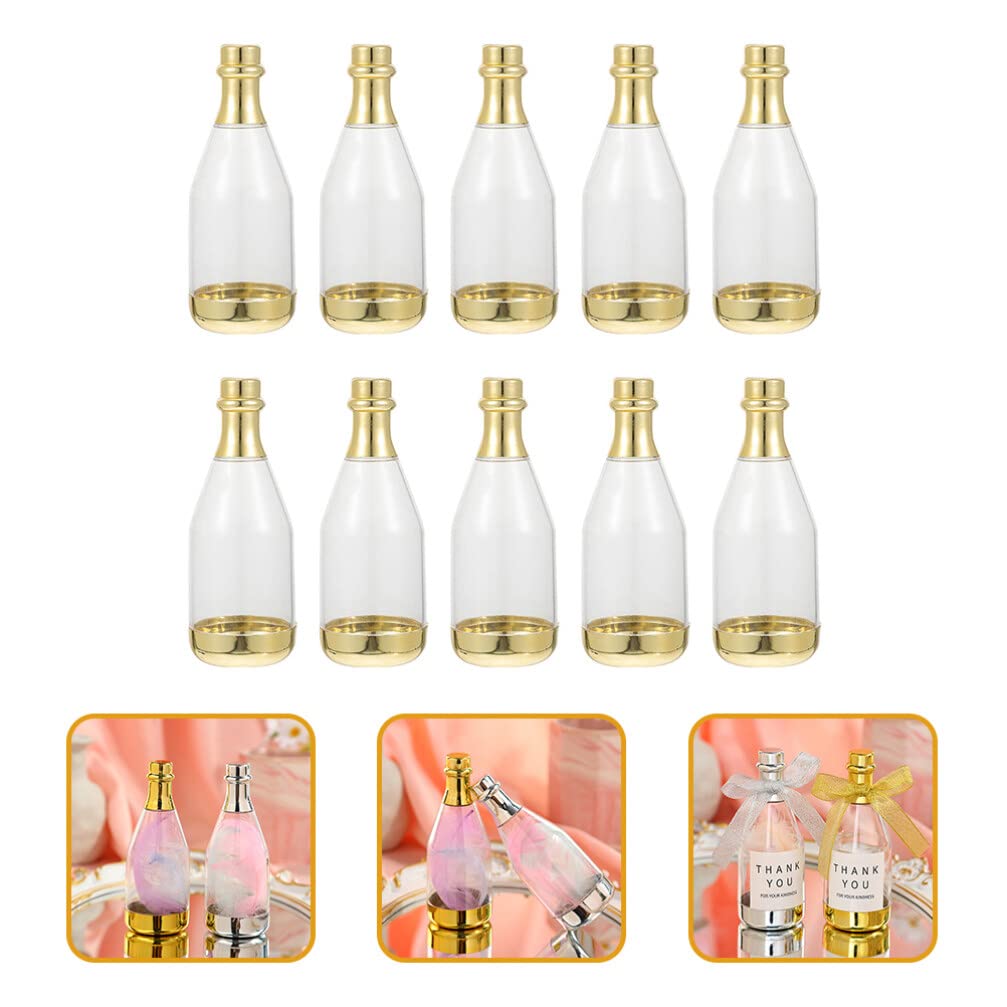 TOYANDONA 20Pcs Metallic Bottle Container Mini Bottle Shaped Candy Jars Wedding Candy Box Bridal Shower Favors Plastic Wine Containers Golden