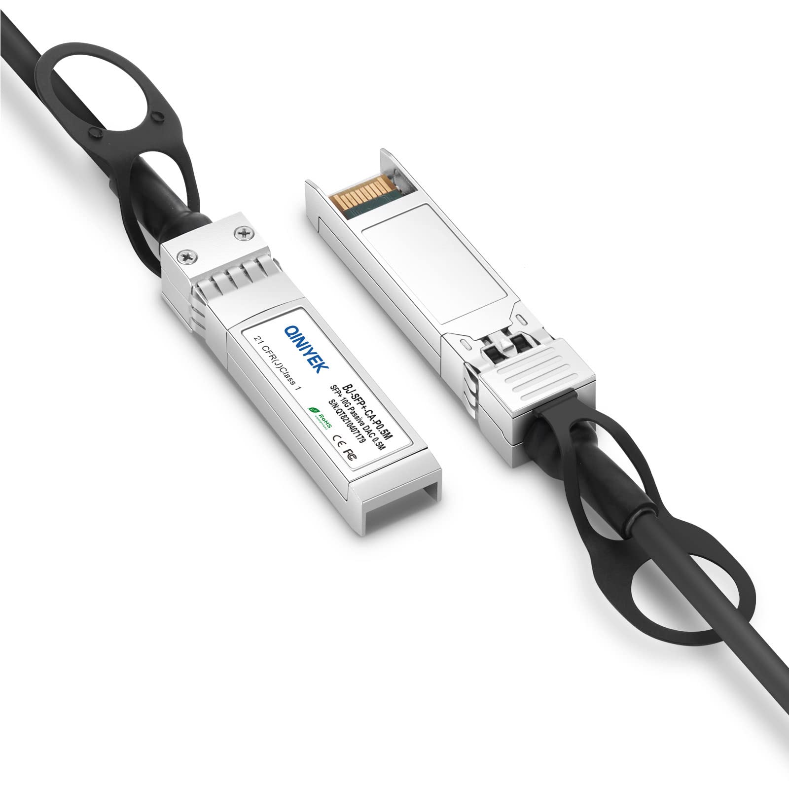 QINIYEK 10G SFP+ DAC Twinax Cable, Direct Attach Copper(DAC) Passive Cable, Compatible with Cisco SFP-H10GB-CU 1M, Ubiquiti UniFi, Supermicro, Netgear, Mikrotik,1 Meter(3.3ft) -1 Pack