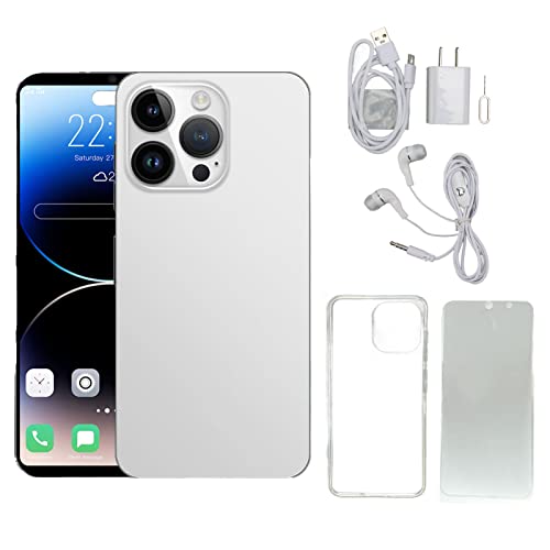 Unlocked Android11 Smartphone,4GB RAM 64GB ROM Cell Phone,16MP Camera,Ten Cores Processor,Face Recognition,BT,FM,GPS,7000mAh,White