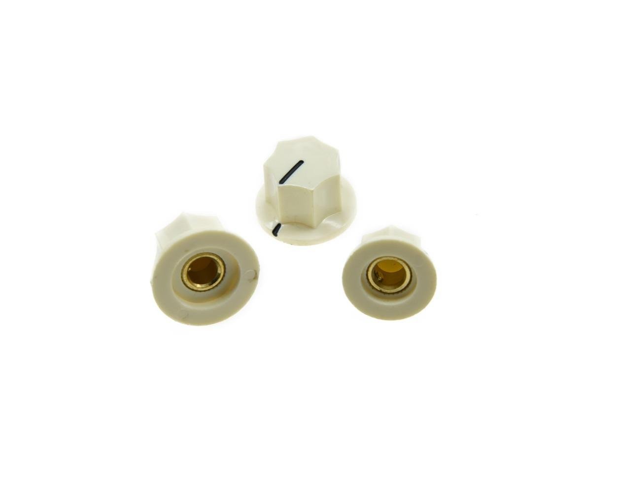 KIAISH Set of 3 Aged White Brass Insert USA Spec 1/4" Large and Small Knobs Bass Knobs for Jazz J Bass