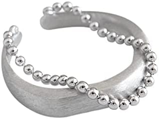 Sterling Silver Ball Bead Adjustable Size Ring, Women'S Engagement Jewelry