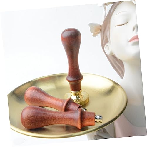 VILLCASE 3Pcs Wooden Handle Wedding invites Wooden Stamps Wedding Scrapbook Seal Stamp Head Replacement Wax Envelope Seal Handle Wax Stamp Replacement Heads Wedding Stamp Handle Beech die
