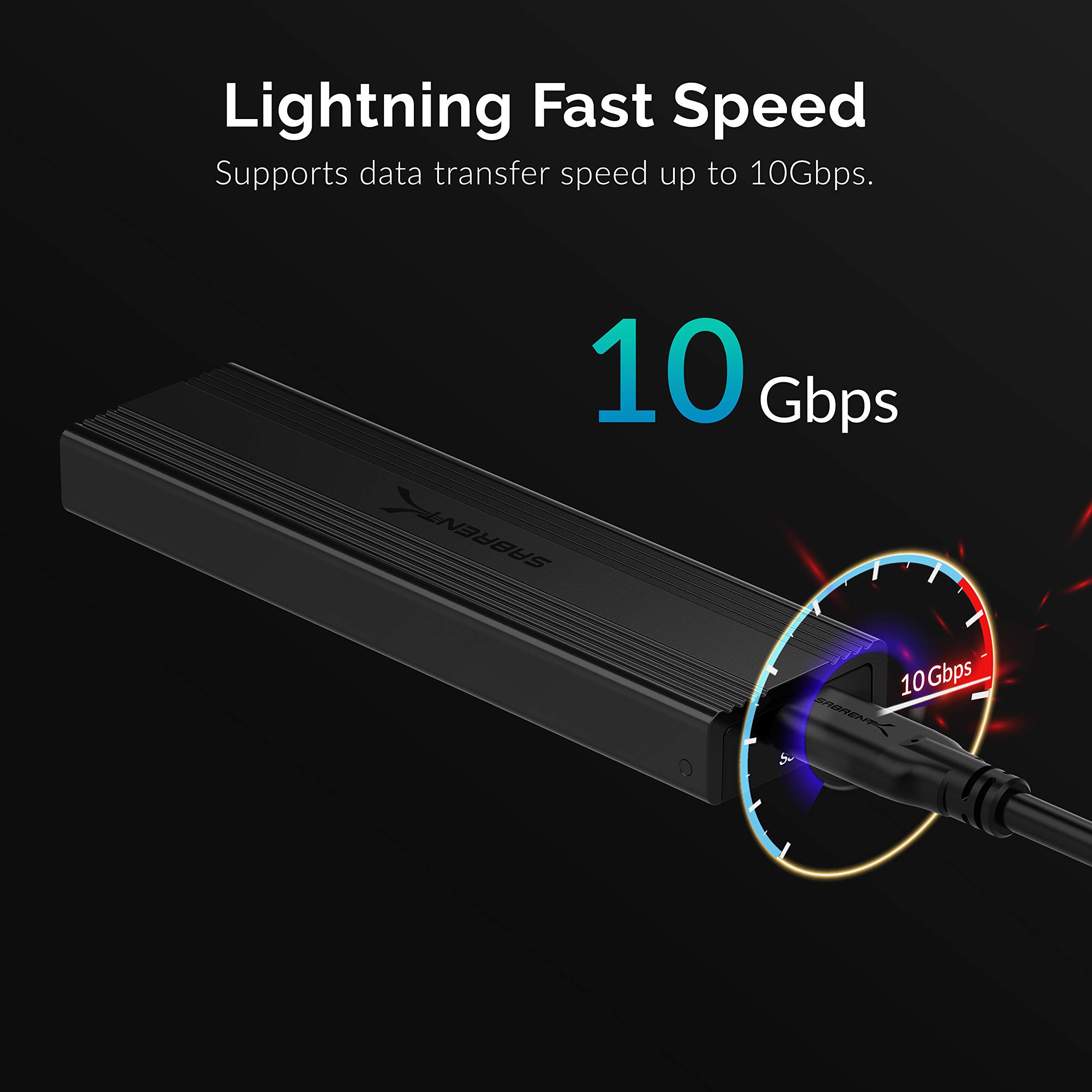 SABRENT USB Type-C M.2 NVMe/SATA Enclosure + USB 3.0 Hub
