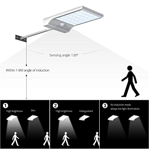 LED Street lamp Outdoor Plaza Lighting Solar Street Light with Motion Sensor Wall Light Waterproof Home Garden Road Flood Light-Black